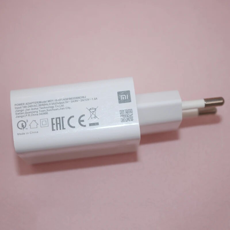 Оригинальное зарядное устройство Xiaomi 18 Вт 12V1.5A USB-адаптер питания ЕС/США для Only EU charger