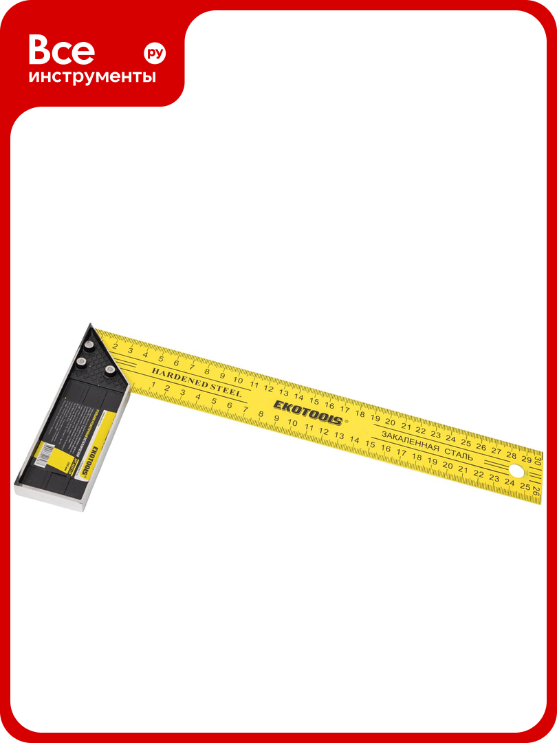 Столярный угольник EKOTOOLS металлический, 300 мм, стали