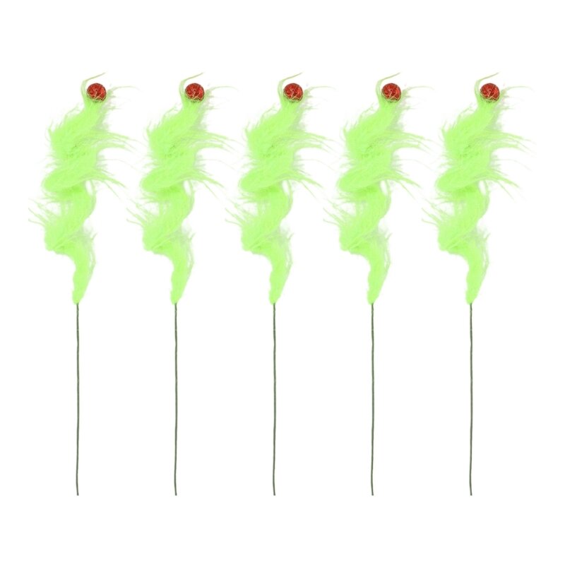 5 пушистых рождественских украшений из зеленых перьев для рождественской елки, рождественский цилиндр, гирлянда, наполнение вазы-B