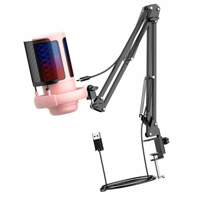 Игровой микрофон ME6S USB-микрофон для записи компьютера с выдувной сеткой-розовый