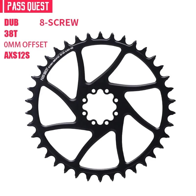 PASS QUEST Звездочка для SRAM FORCE 1 22 красная алюминиевая 12 скоростей 38T AXS