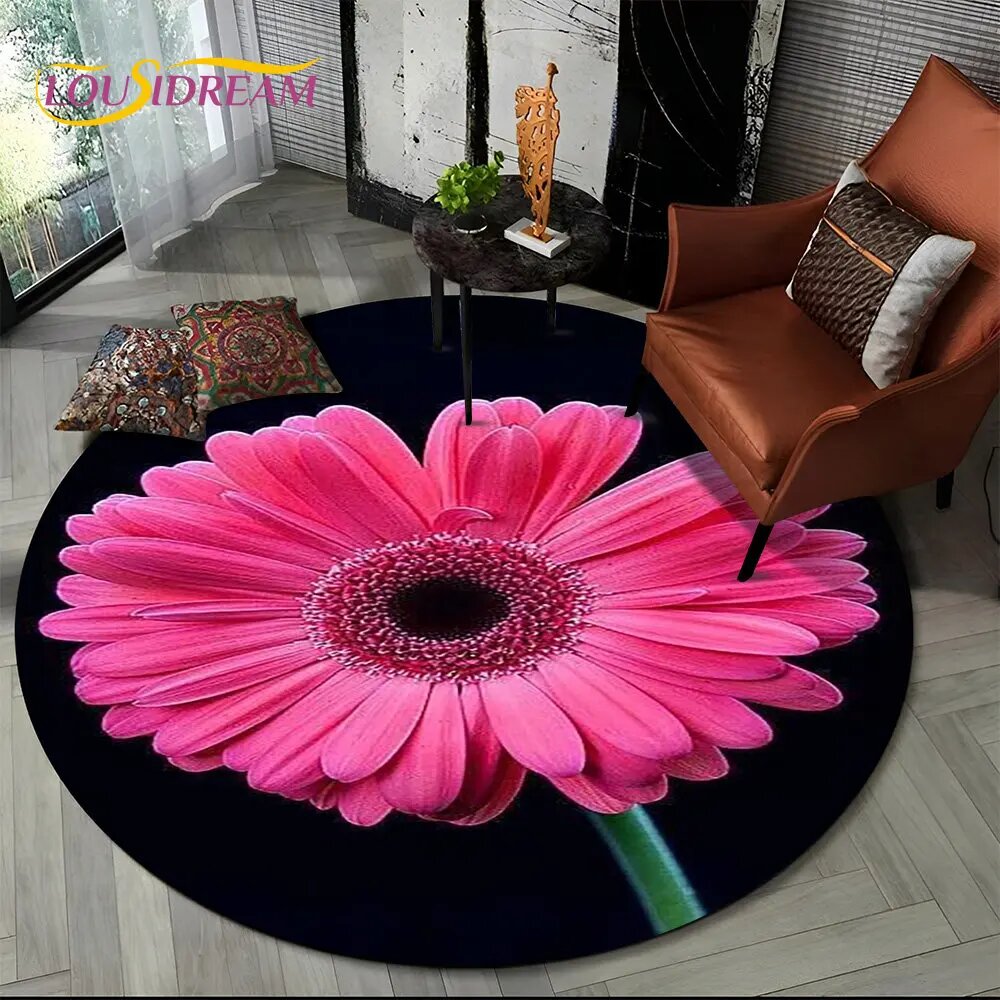 Круглый ковёр LOUSIDREAM розовый, 120 см, велюр