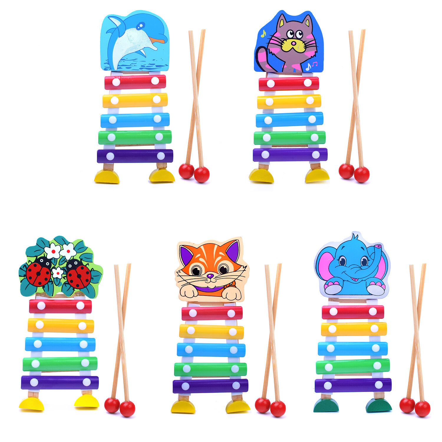 Металлофон D1266 "В мире животных", детям от 3 лет, в коробке