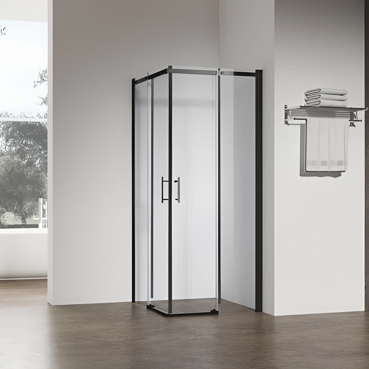 Душевой угол Veconi Rovigo RV-50B, 1000х900х1950, черный, стекло прозрачное