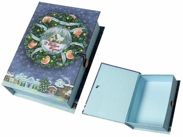 Коробка-книга подарочная "Новогодний венок"18*12*5 см. "Феникс+"