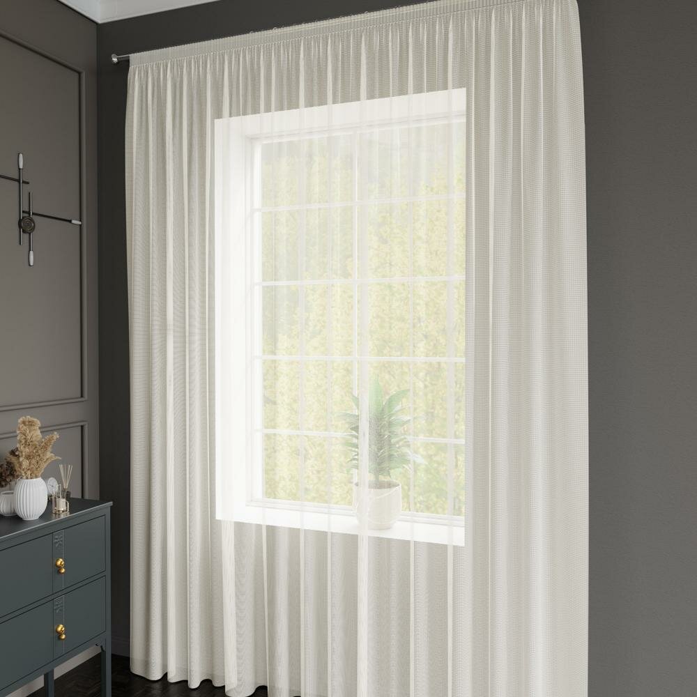 Тюль на ленте Фентези макраме 250x260 см цвет кремовый