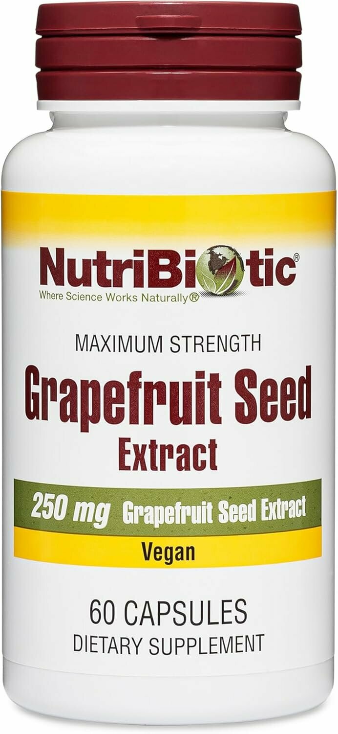 NutriBiotic, GSE Grapefruit Seed Extract, концентрат экстракт семян грейпфрута в капсулах, 250 мг, 60 шт.