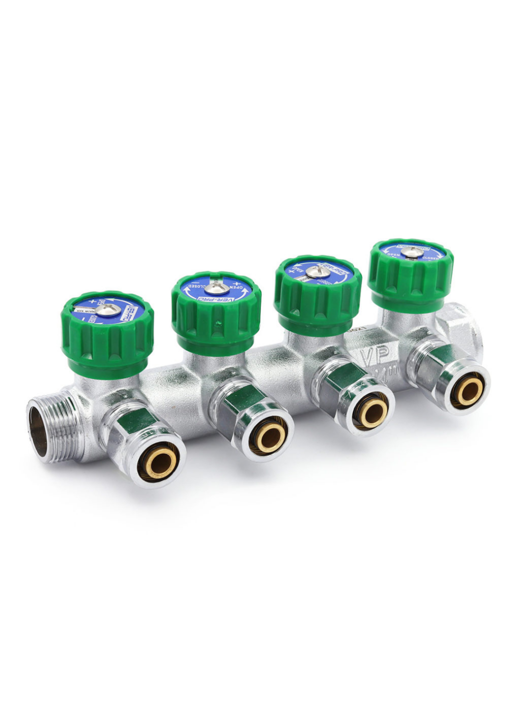 Коллектор с регулировочными вентилями ViEiR 3/4"х16 (ЕК) 4 выхода (VER404)