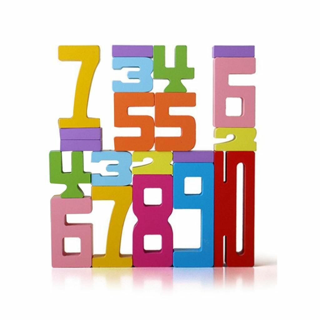 Деревянная 3D головоломка для малышей, развивающая математическая игра, - цифровое здание blo