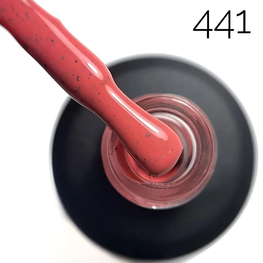 Sova De Luxe 441 Гель-лак красный с чёрными частицами, 15мл.
