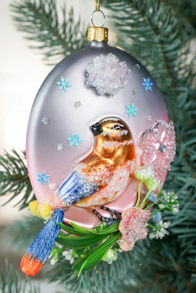 Коллекционное подвесное украшение-медальон весенний щебет, стекло,13 см, EDG 6500761A999-2