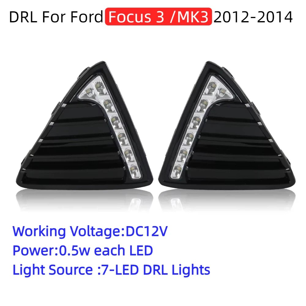 Для Ford Focus 3 MK3 2012 2013 2014 DRL дневные ходовые огни 12 В светодиодные противотуманные фары дневного света водонепроницаемые с затемнением стиль реле