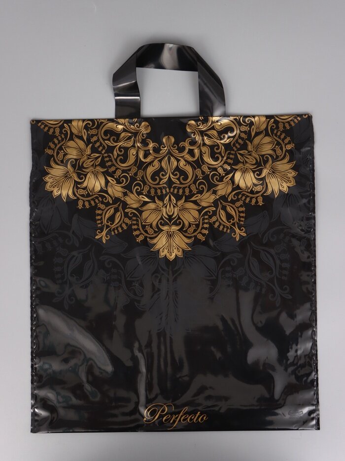 Пакет подарочный «Перфекто Золотой этикет» полиэтиленовый, с петлевой ручкой, 40×37 см 95 мкм