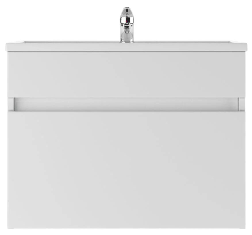 Тумба с раковиной Айсберг Классик 70 подвесная, 71 см, с ящиками, белая, прямоугольная, в современном стиле из МДФ из фарфора