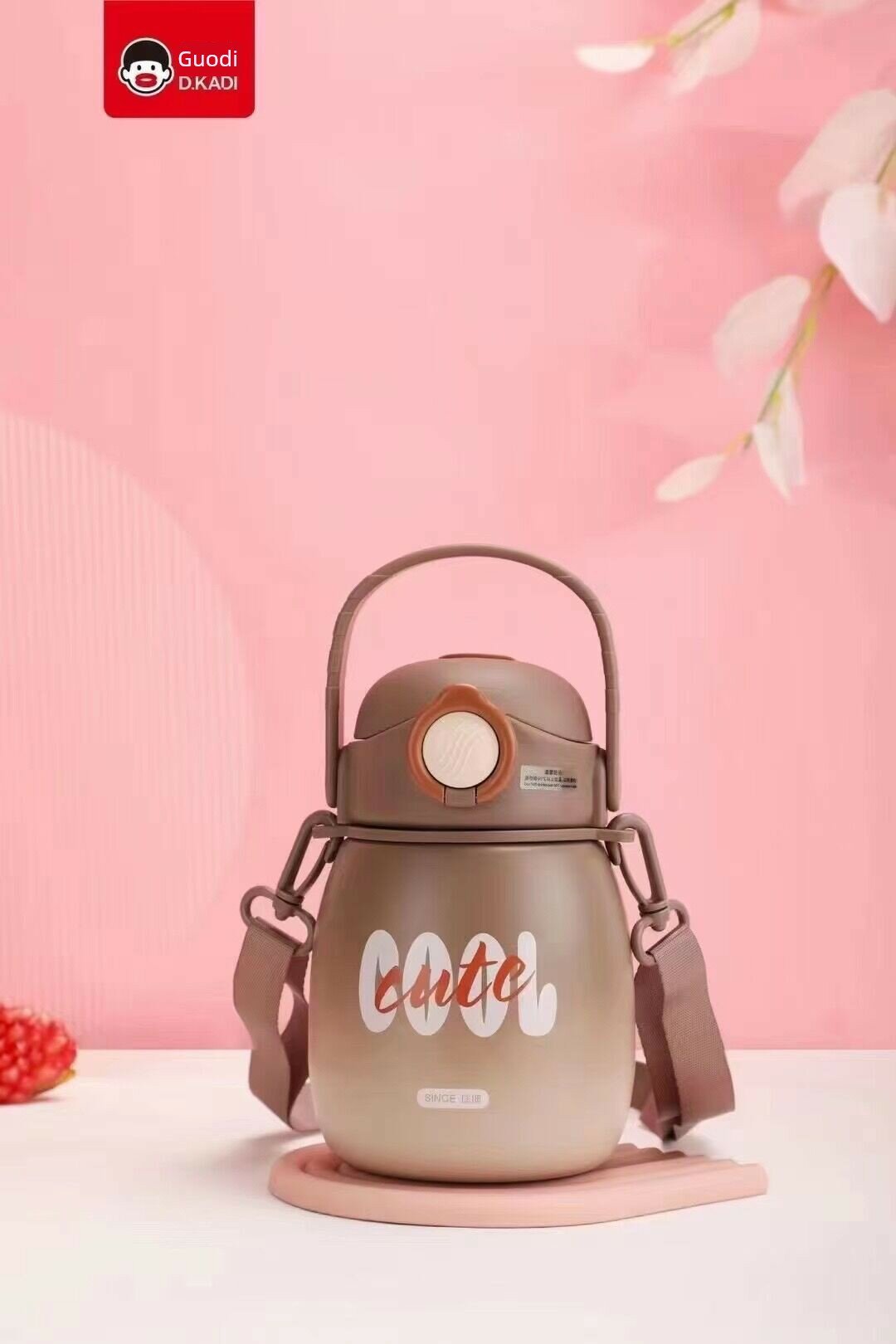 Аутентичная термос Kuangdi для студентов и детей, горшок из нержавеющей стали, чашка на животе, ремешок, портативная