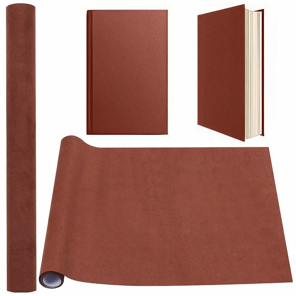 1 шт. 51 x 11,8 дюйма, темно-коричневая обложка для книг на бумажной основе, замшевая тканевая поверхность для переплета книг