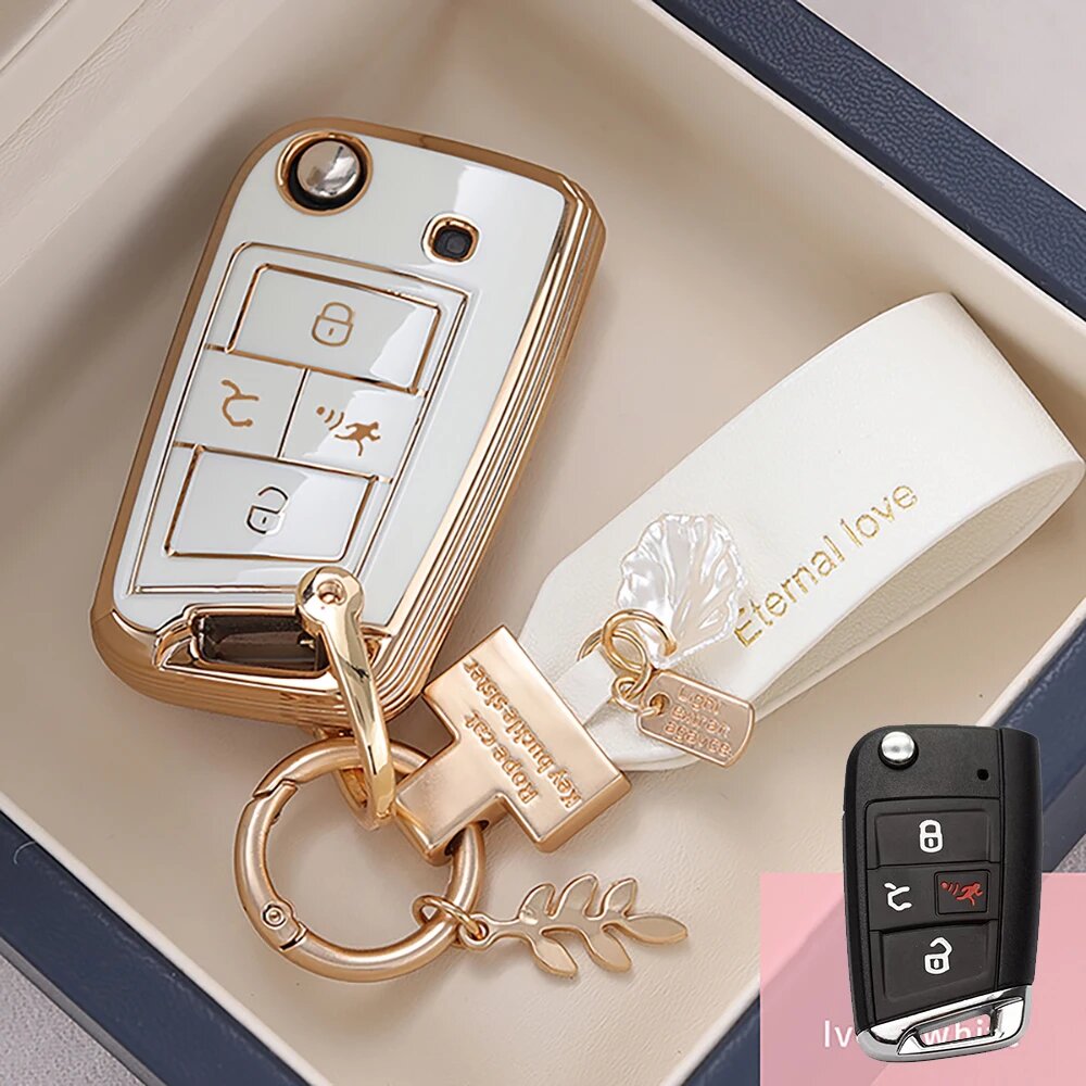 Флип-чехол для ключа VW Polo Golf Passat, D-White