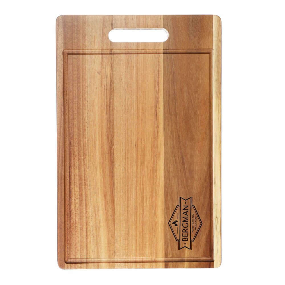 Разделочная доска BERGER, акация, 38 x 25 см, с желобками, натуральное дерево