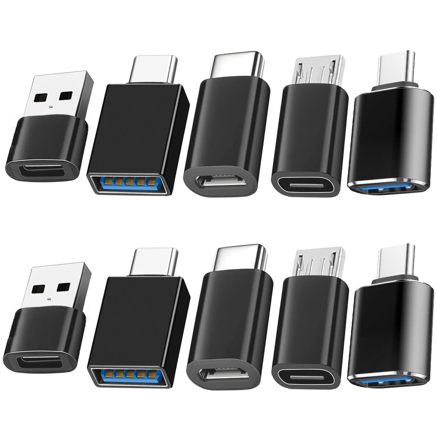 Набор Из 10 USB-C Адаптеров С Разъемами-переходниками USB A На USB C И Micro USB На Type C