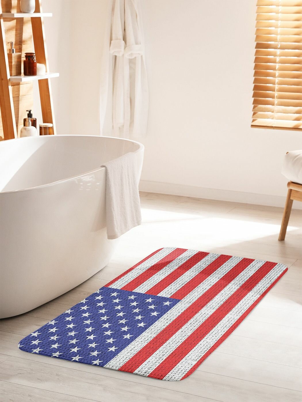 Коврик для ванной комнаты и туалета противоскользящий "Вышитый американский флаг" 60х100 см, JoyArty