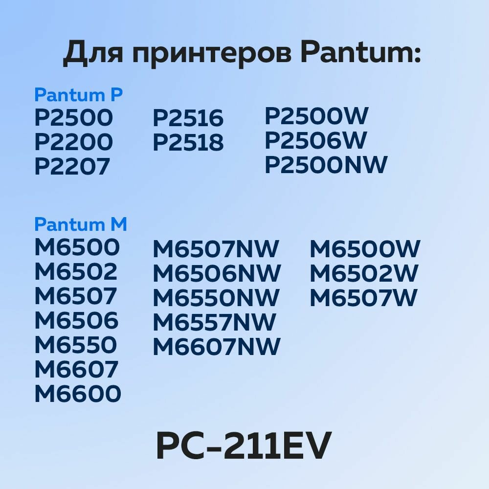Картридж NetProduct PC-211EV для Pantum m6500w / P2200