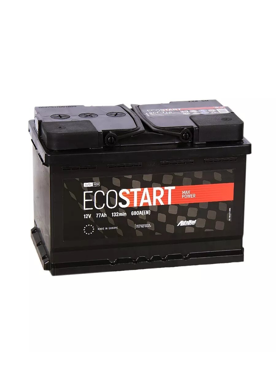Аккумулятор ECOSTART 77R 12V 77Ач 680А 276x175x190 обр. пол.