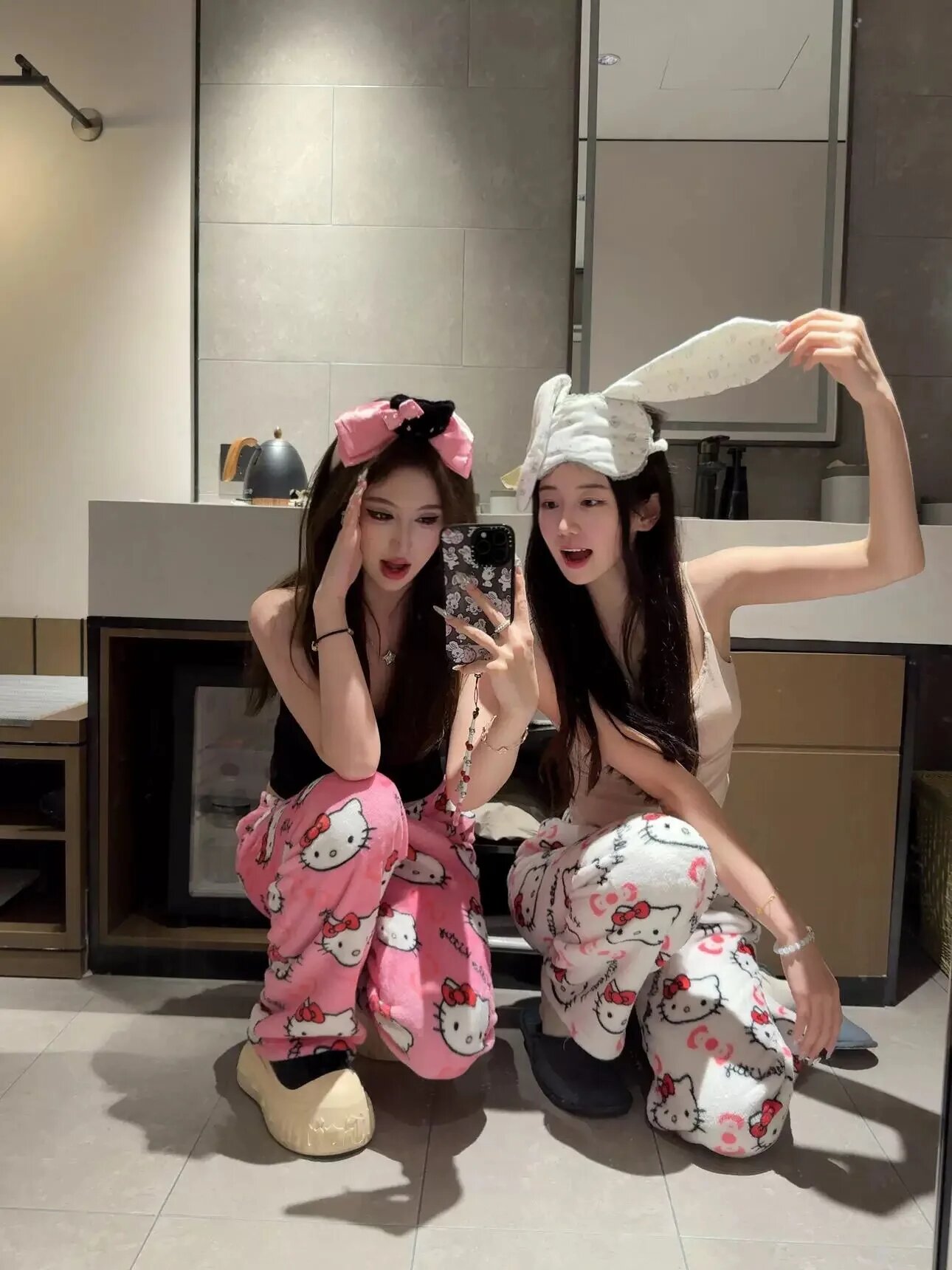 Sanrio Hello Kitty фланелевые брюки розовые XL — фото 1
