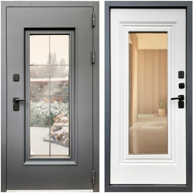 Дверь с терморазрывом входная для дома Север с окном муар 7024
