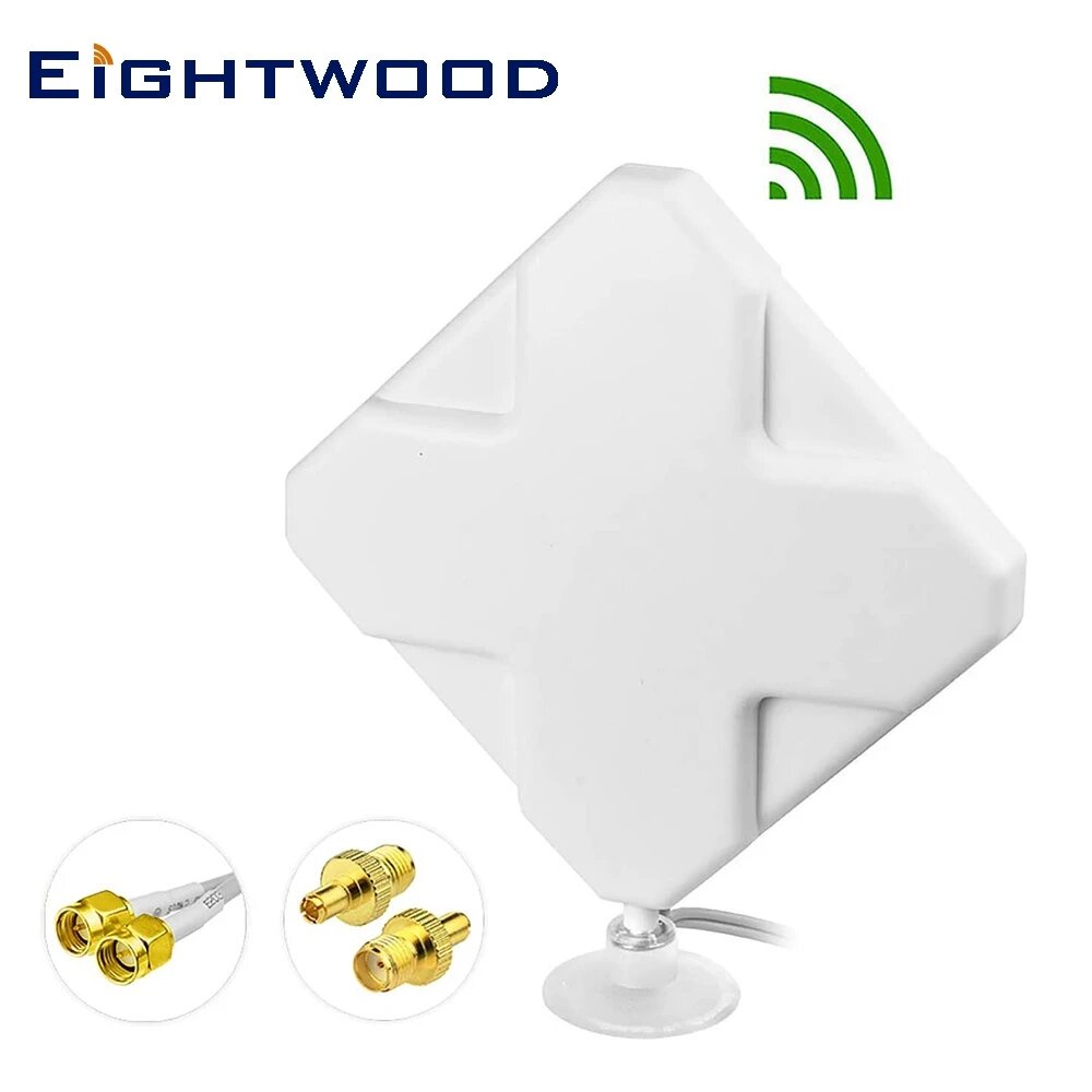 Eightwood High Gain 35dbi 4G LTE Панель MIMO SMA Мужская антенна TS9 для маршрутизатора 4G LTE Модем сотового шлюза MiFi Мобильная точка доступа