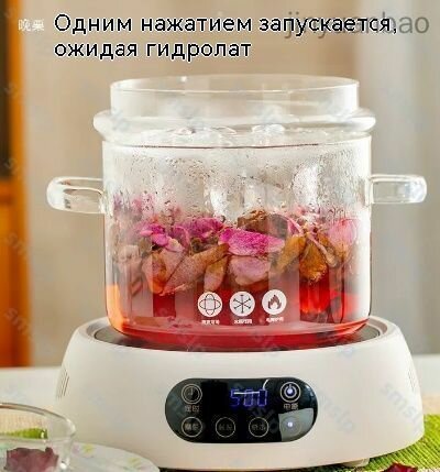 Бытовой дистиллятор гидролата для извлечения растительных эфирных масел из высокоборосиликатного стекла