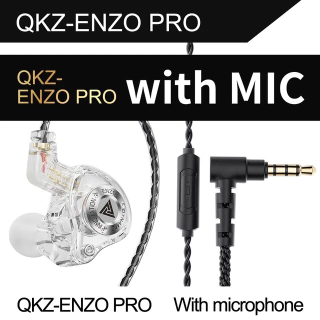 Проводные наушники QKZ ENZO PRO Metal, с большими динамическими излучателями и 3,5-мм микрофоном, игровые внутриканальные наушники, наушники для диджеев и любителей музыки.