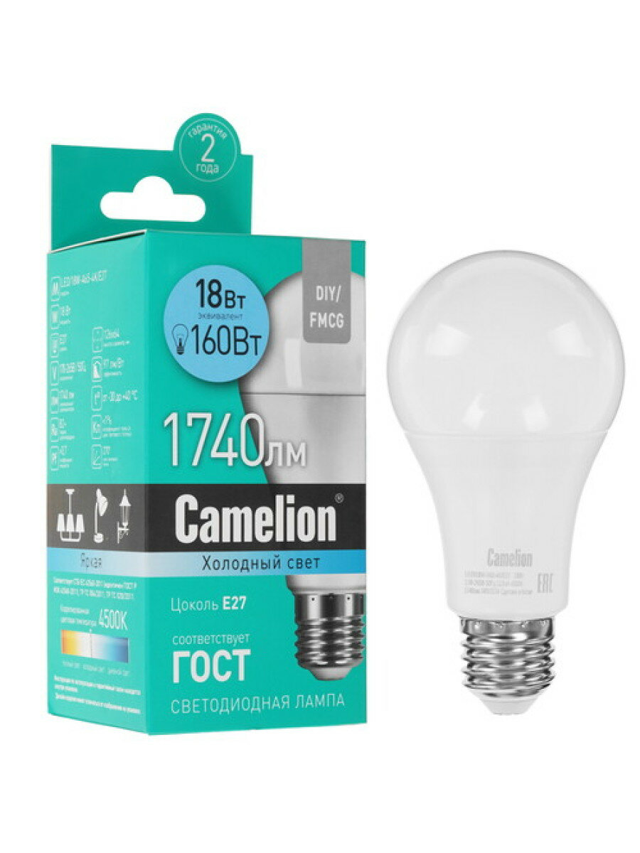 Лампа светодиодная Camelion LED/18W-A65-4K/E27