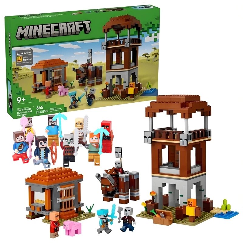 LEGO Minecraft 21278 Башня Рейдера с Рейдерами и 8 Минифигурками для Детей