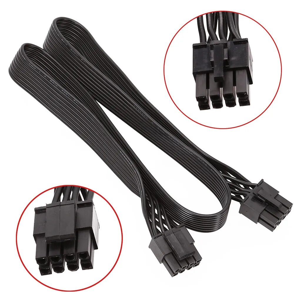 Кабель для компьютерной периферии, черный матовый, EPS-12V 8-pin (4+4), 60 см