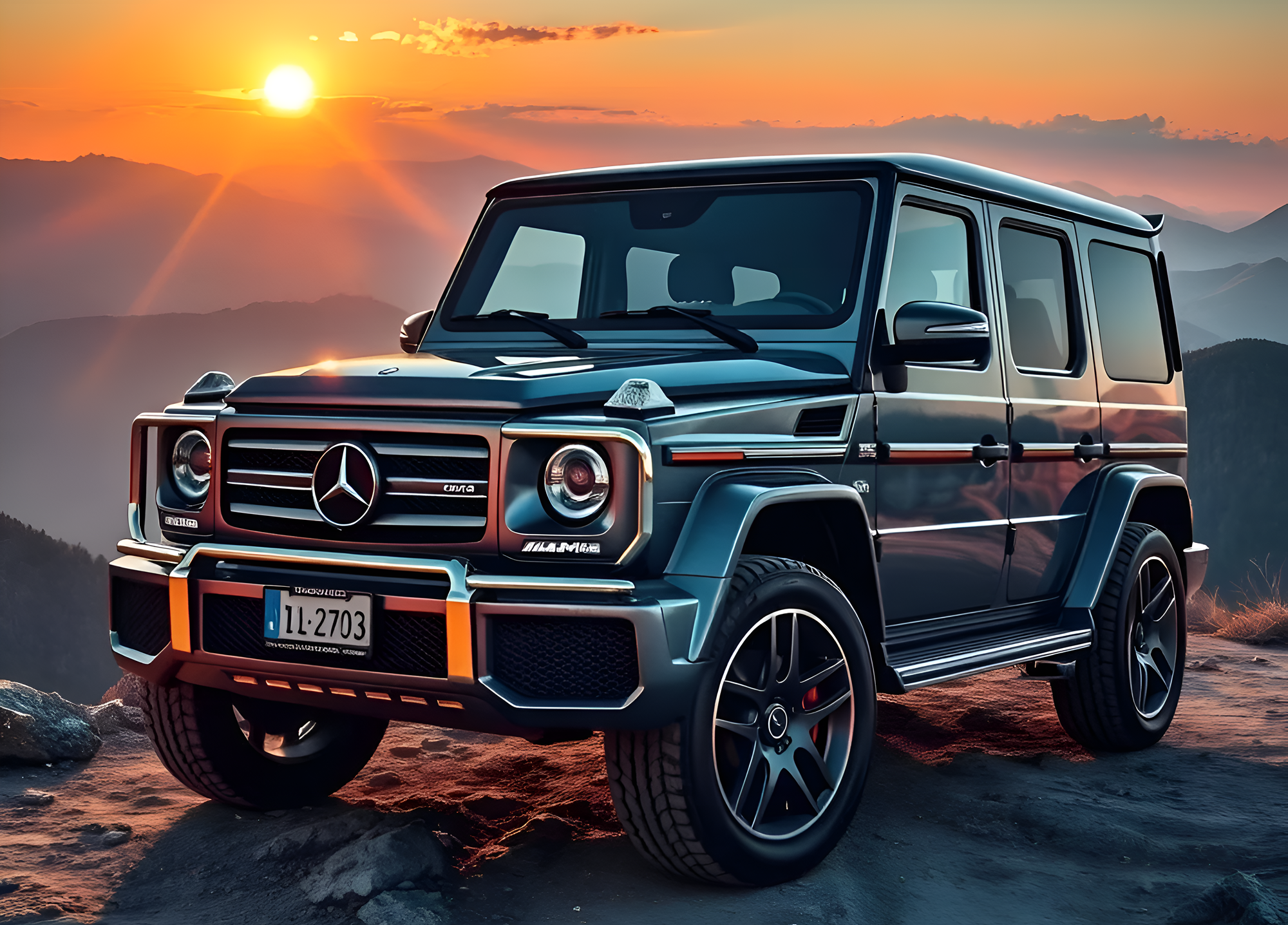 Интерьерная картина на холсте на подрамнике 50х70 машина Mercedes-Benz G-Wagen