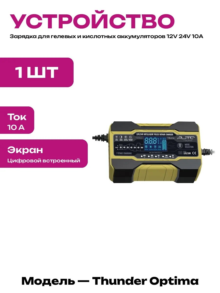 Зарядное устройство для аккумуляторов 12V 24V импульсное 10А