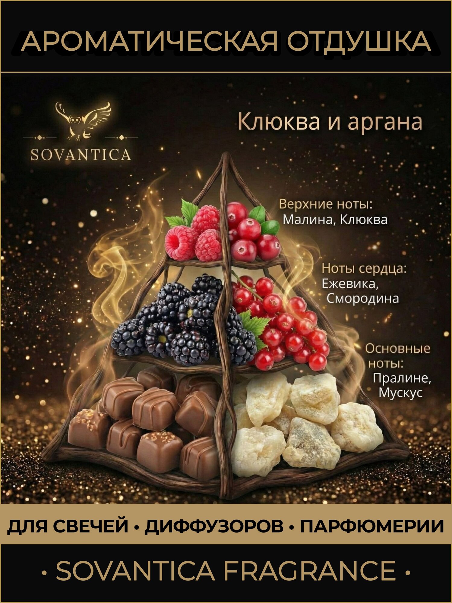 Ароматическая отдушка 10 г Клюква и аргана (Cranberry and argan), Sovantica