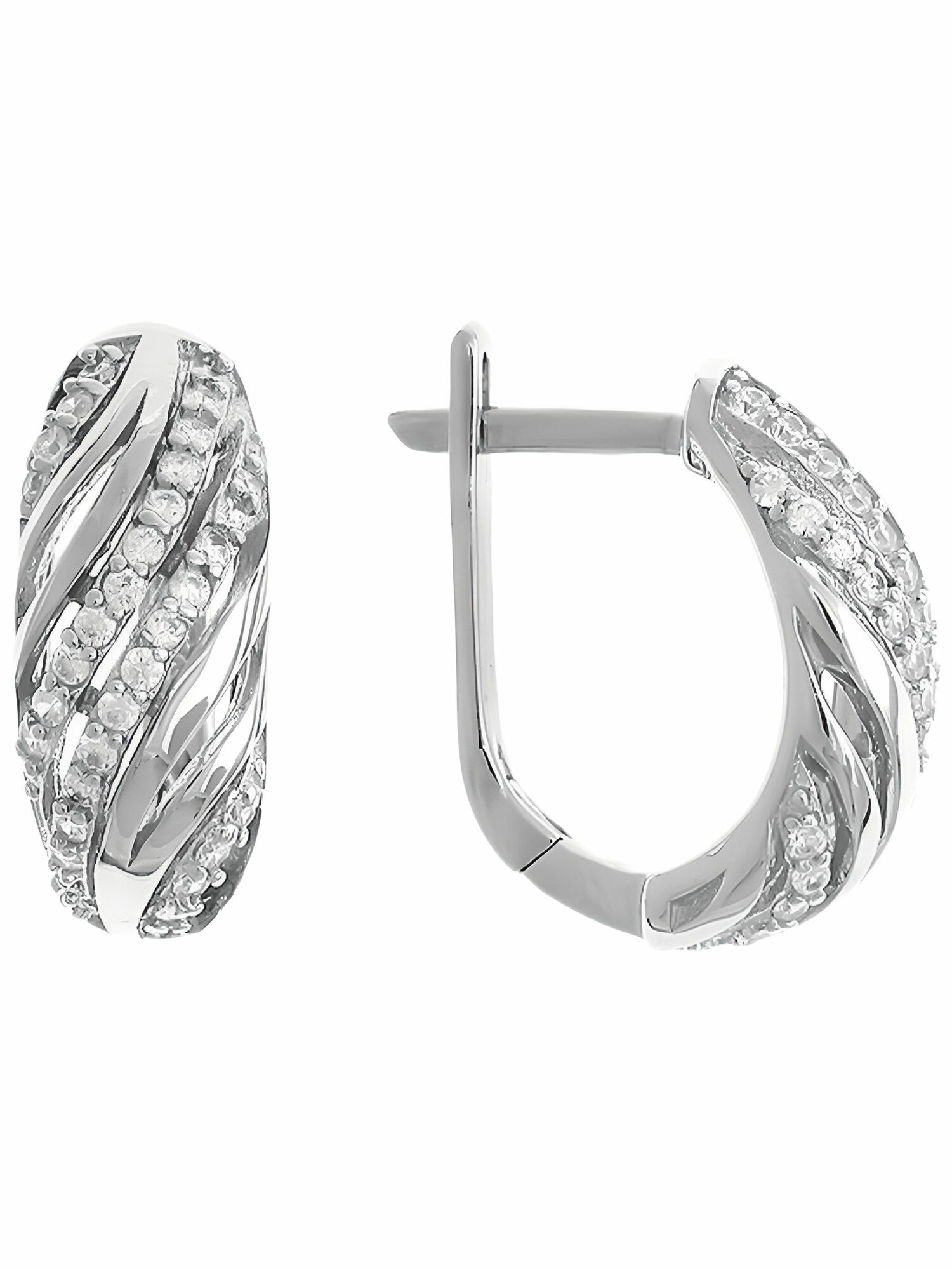 Серьги, серебро, 925 проба, родирование, фианит