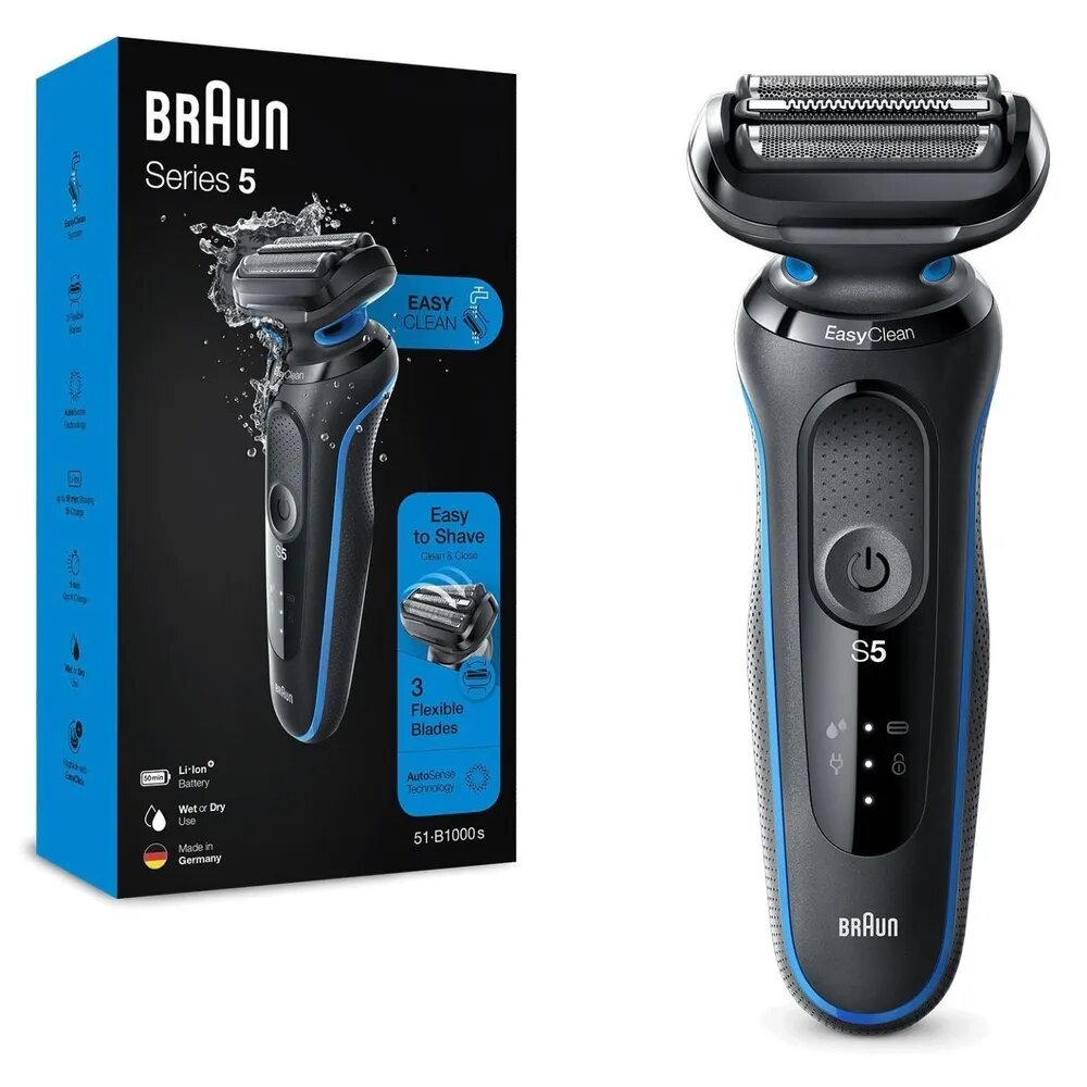 Электробритва S5 51-B1000s Black/Blue, черный, синий
