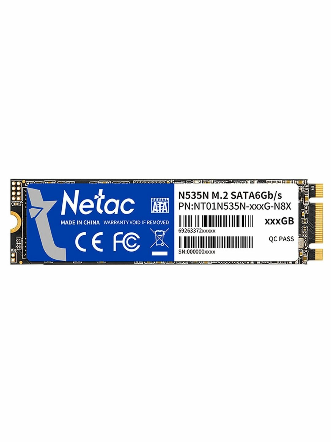 Внутренний SSD-диск Netac N535N NT01N535N-256G-N8X, 256 ГБ, M.2, SATA III 6 Гбит/с