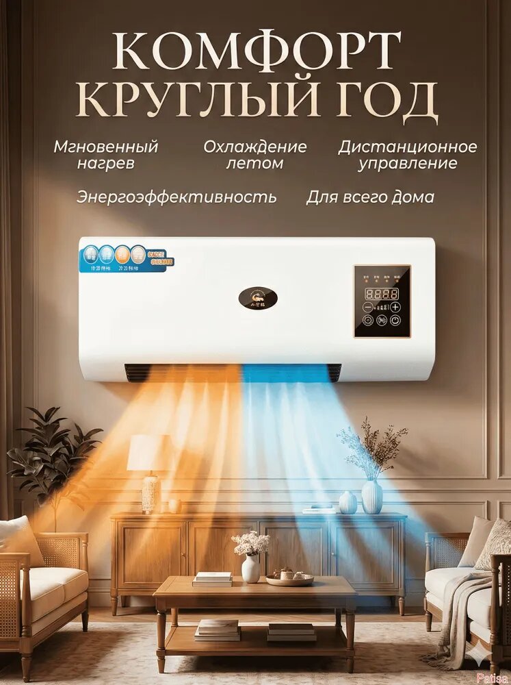 Воздушная завеса 550x240x120 мм, керамический нагреватель, пульт ДУ, электронное управление, белый