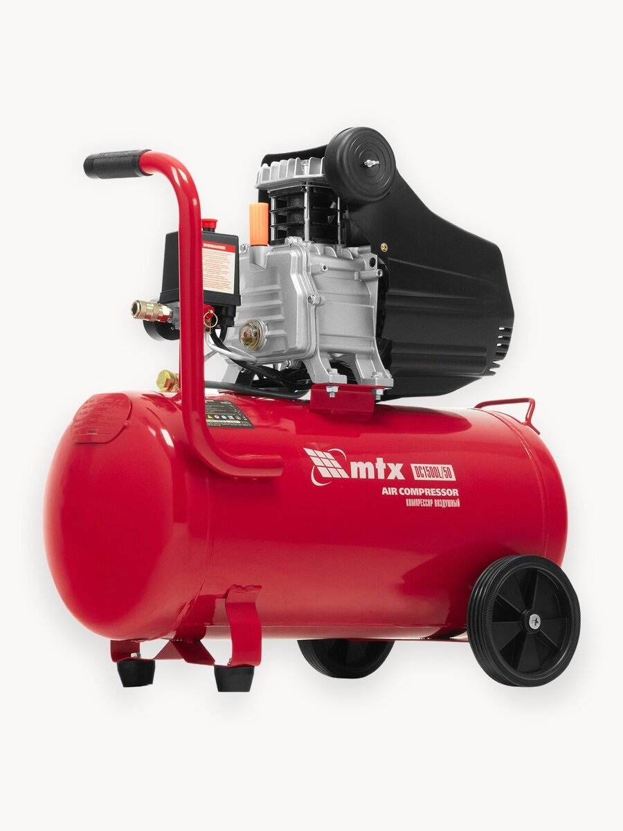 Компрессор воздушный 50л масляный MTX DC1500L/50, 1.5 кВт, 210 л/мин. прямой привод, 58018