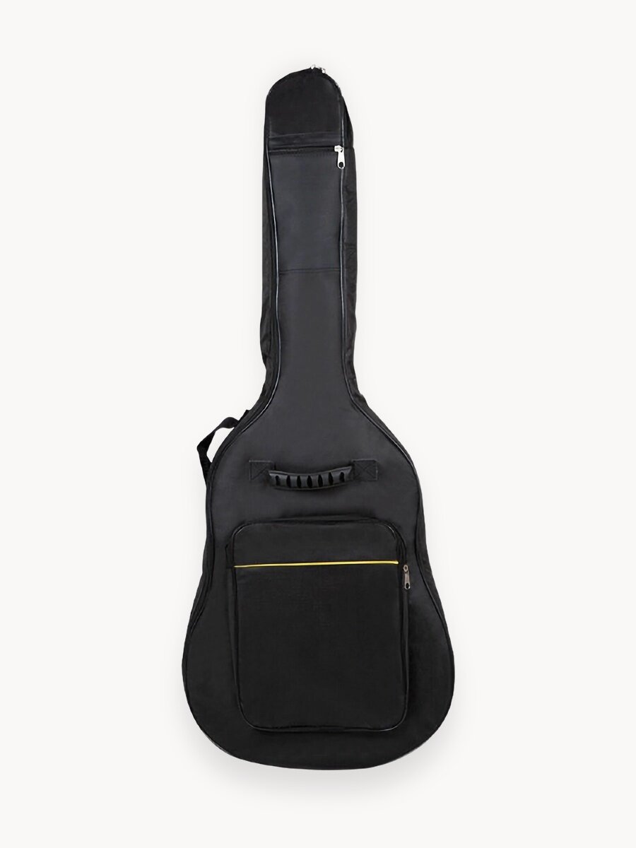 Чехол утепленный для акустической гитары 4/4 (41 дюйм) черный, две лямки на плечи с ручкой для переноски и карманом для нот