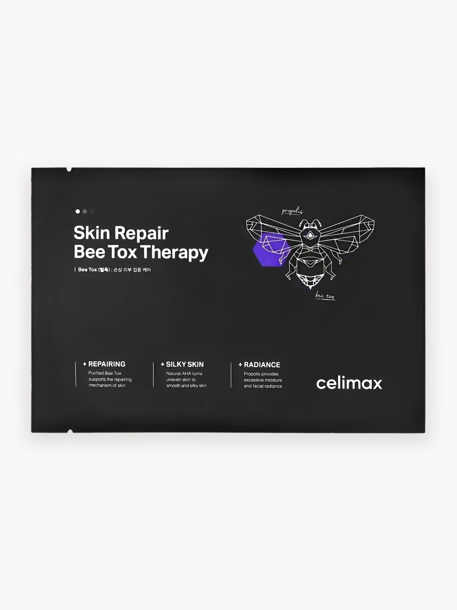 Тканевая маска Celimax "Skin Repair Bee Tox" восстанавливающая, для лица, с пчелиным ядом, 25 мл.