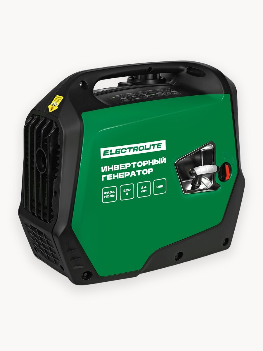 Генератор бензиновый инверторный Electrolite TI 2400, 2.4 кВт, 4х тактный, 3,7 л. с, ручной стартер, 23кг, 2 розетки