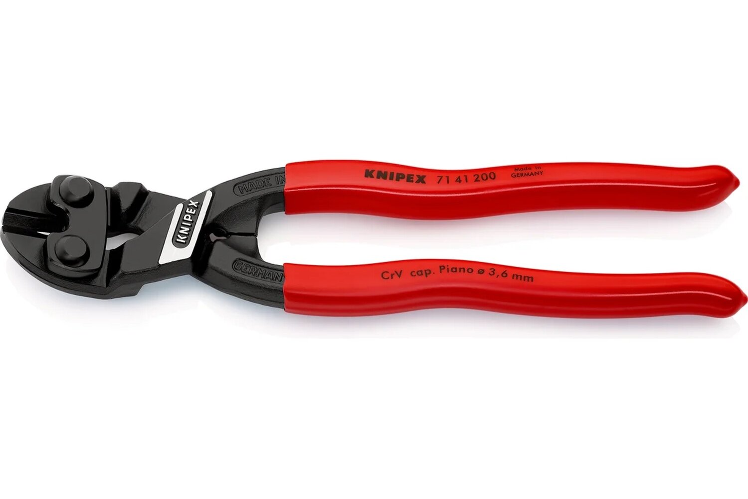 Болторез компактный, голова 20°, с выемкой на кромках, 200 мм, обливные ручки, SB CoBolt KNIPEX KN-7141200SB