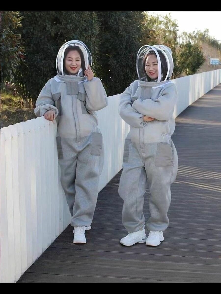 Комбинезон для пчеловода "3D", с перчатками, серый, хлопок, размер XL