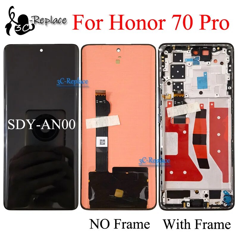 OLED 6,78 дюймов для Huawei Honor 70 Pro SDY-AN00 ЖК-дисплей с цифровым преобразователем сенсорного экрана в сборе/с рамкой