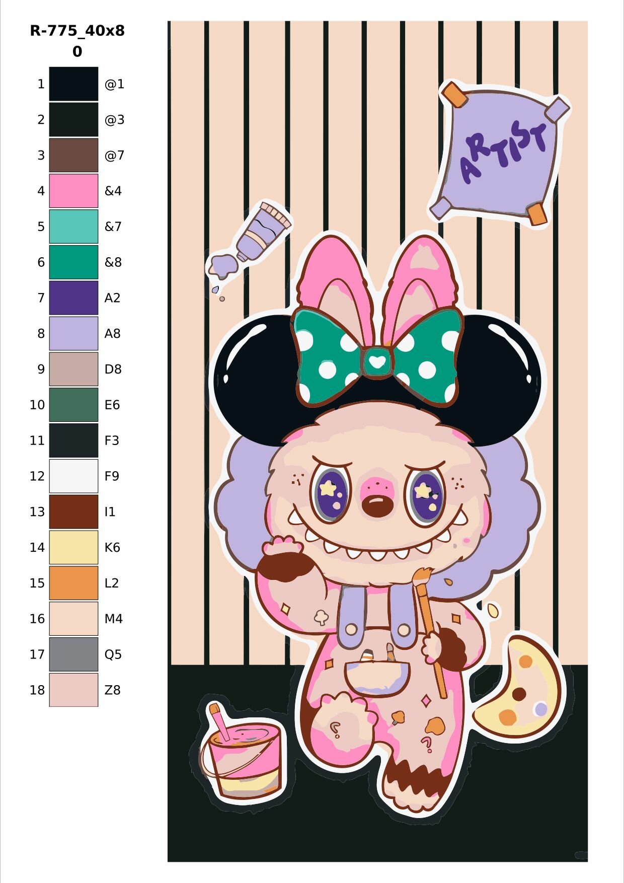 Картина по номерам R-775 "Лабубу Labubu игрушка" 40x80 см