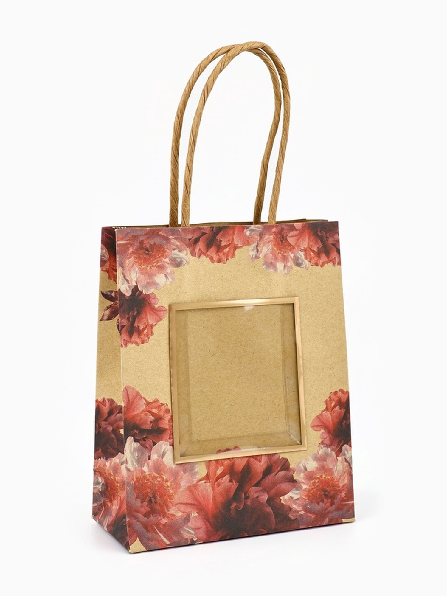 Подарочный пакет Дарите счастье «Цветы», крафт-бумага, 12x5.5x15 см